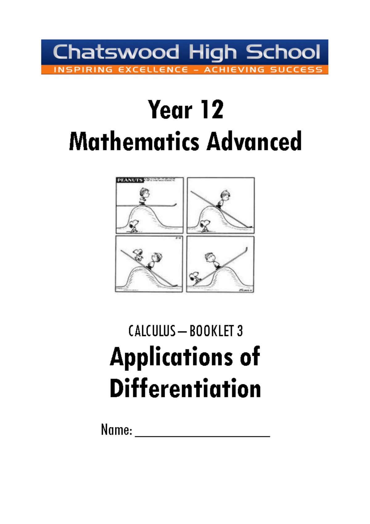 MA-C3 Booklet 03 - Applications of Differentiation - Year 1 2 ...