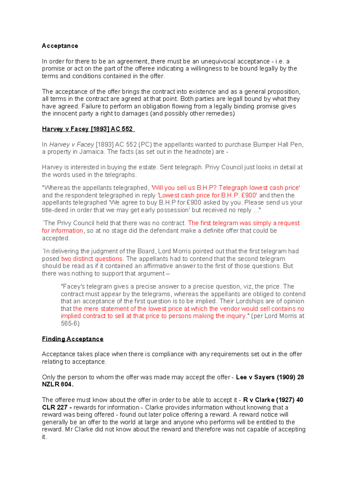 Contract Law: Understanding Acceptance and Its Implications (LAW 101 ...