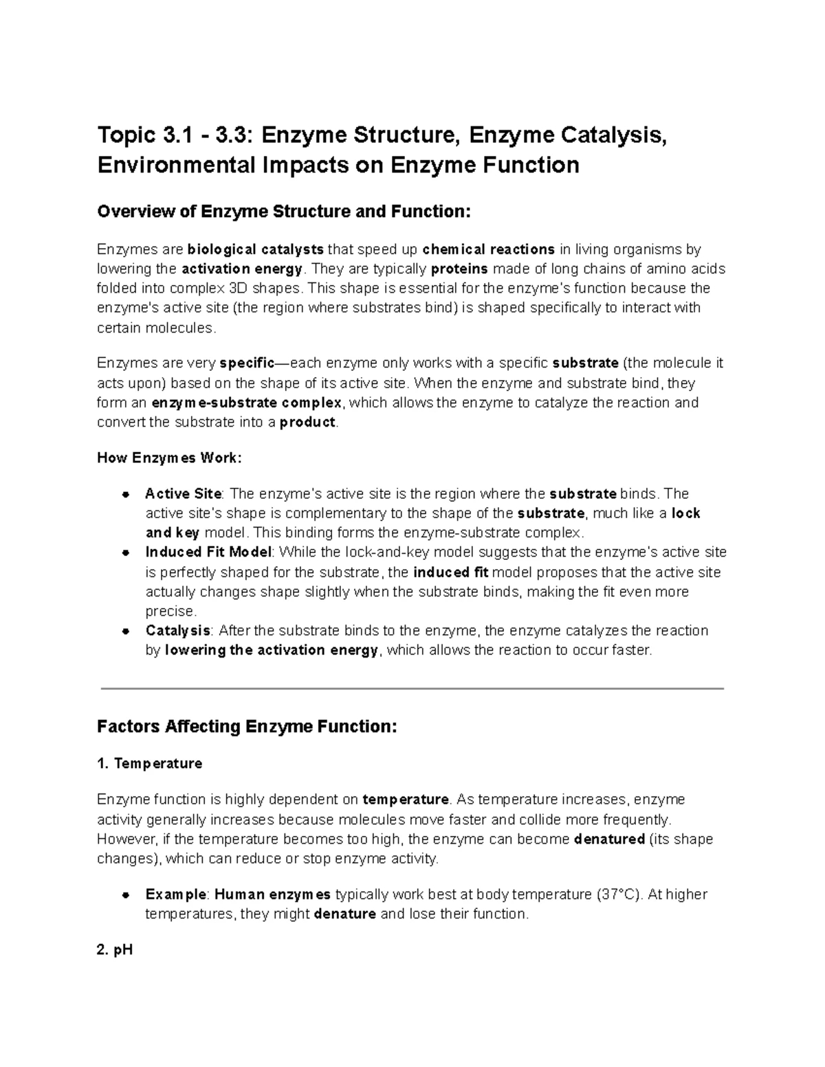 Study Guide for Unit 3: Enzymes & Energy - AP BIO - Studocu