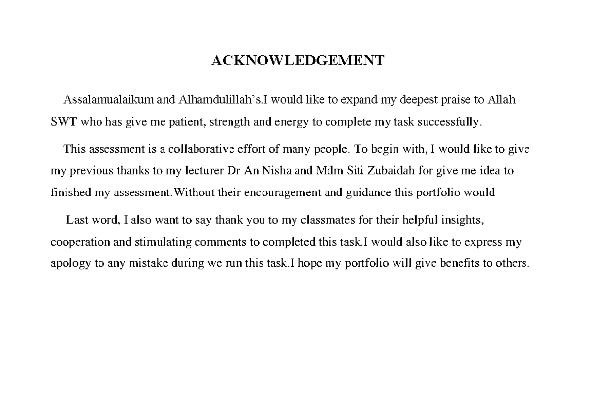 Drawing - ACKNOWLEDGEMENT Assalamualaikum and Alhamdulillah’s would ...