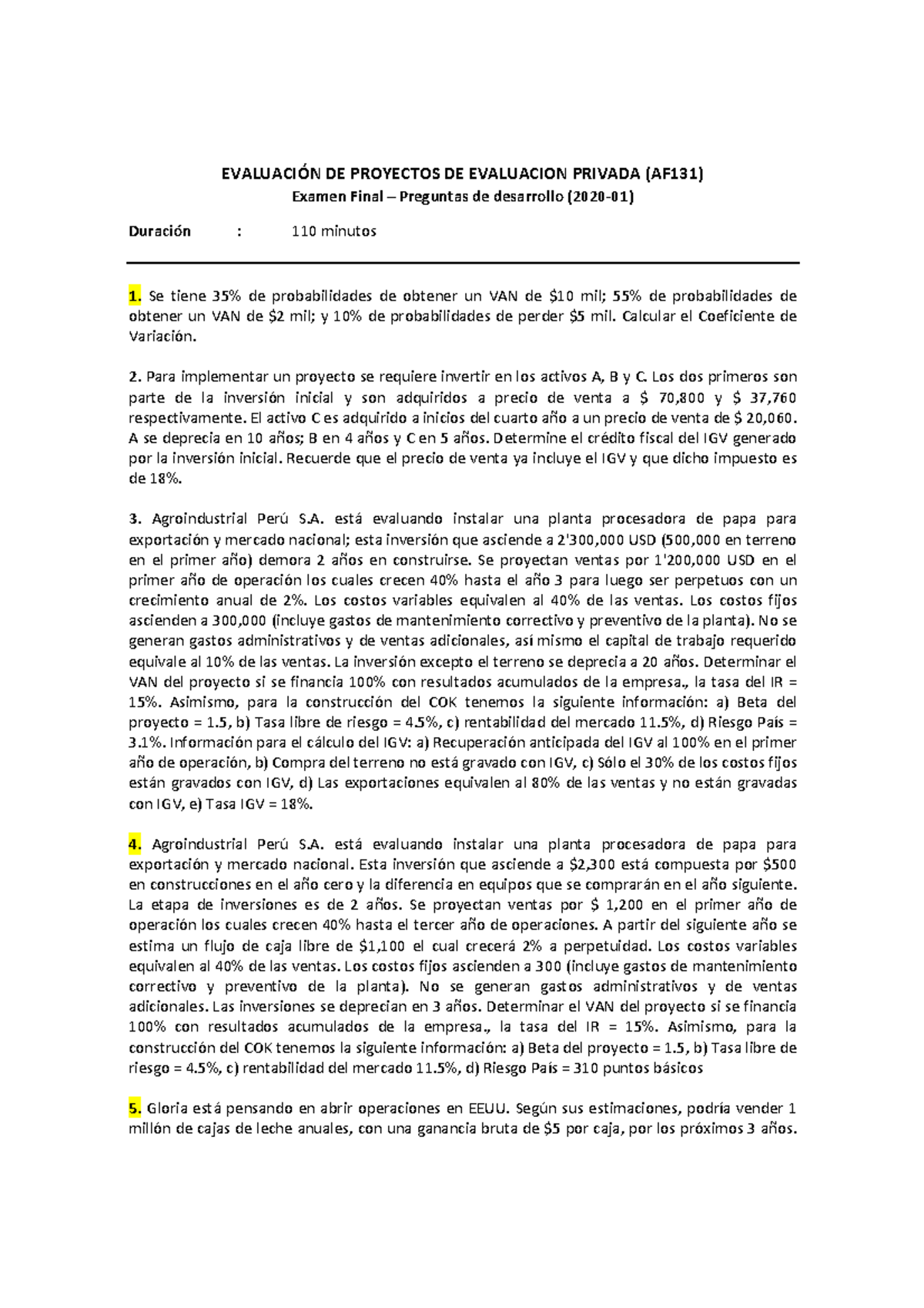 EF 202001 PD Virtual - Datos 100% verídicos - EVALUACIÓN DE PROYECTOS ...
