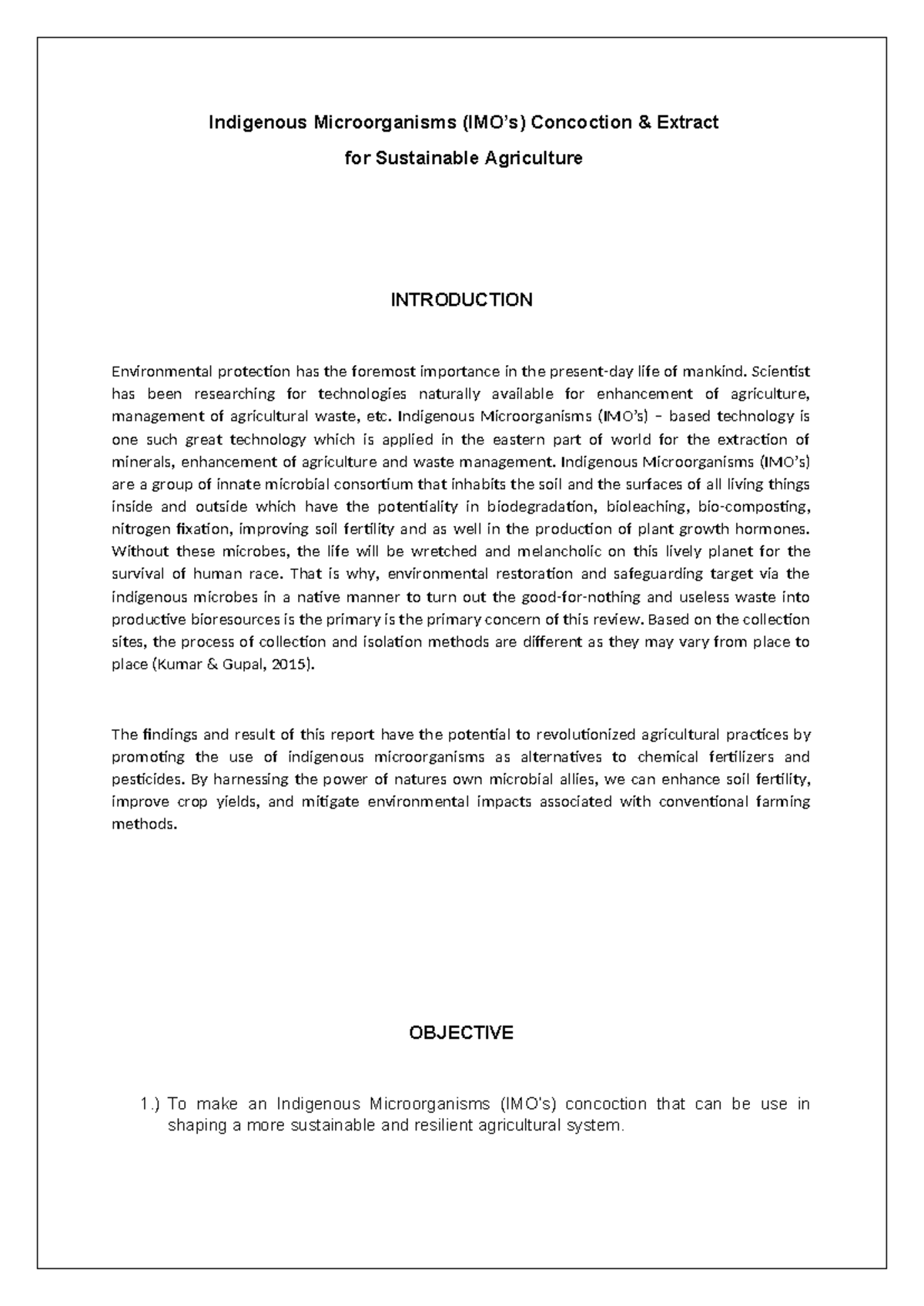 Indigenous Microorganisms (IMO) Concoction for Sustainable Agriculture ...