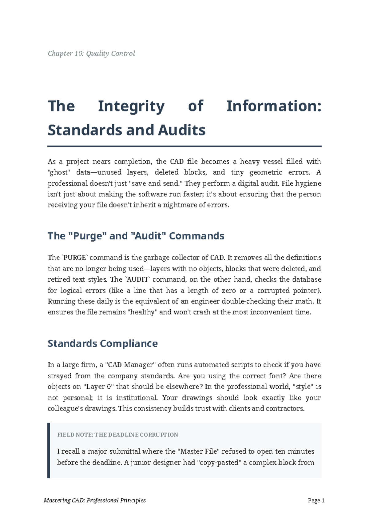 Chapter 10: Quality Control - Integrity of Info, Standards & Audits ...