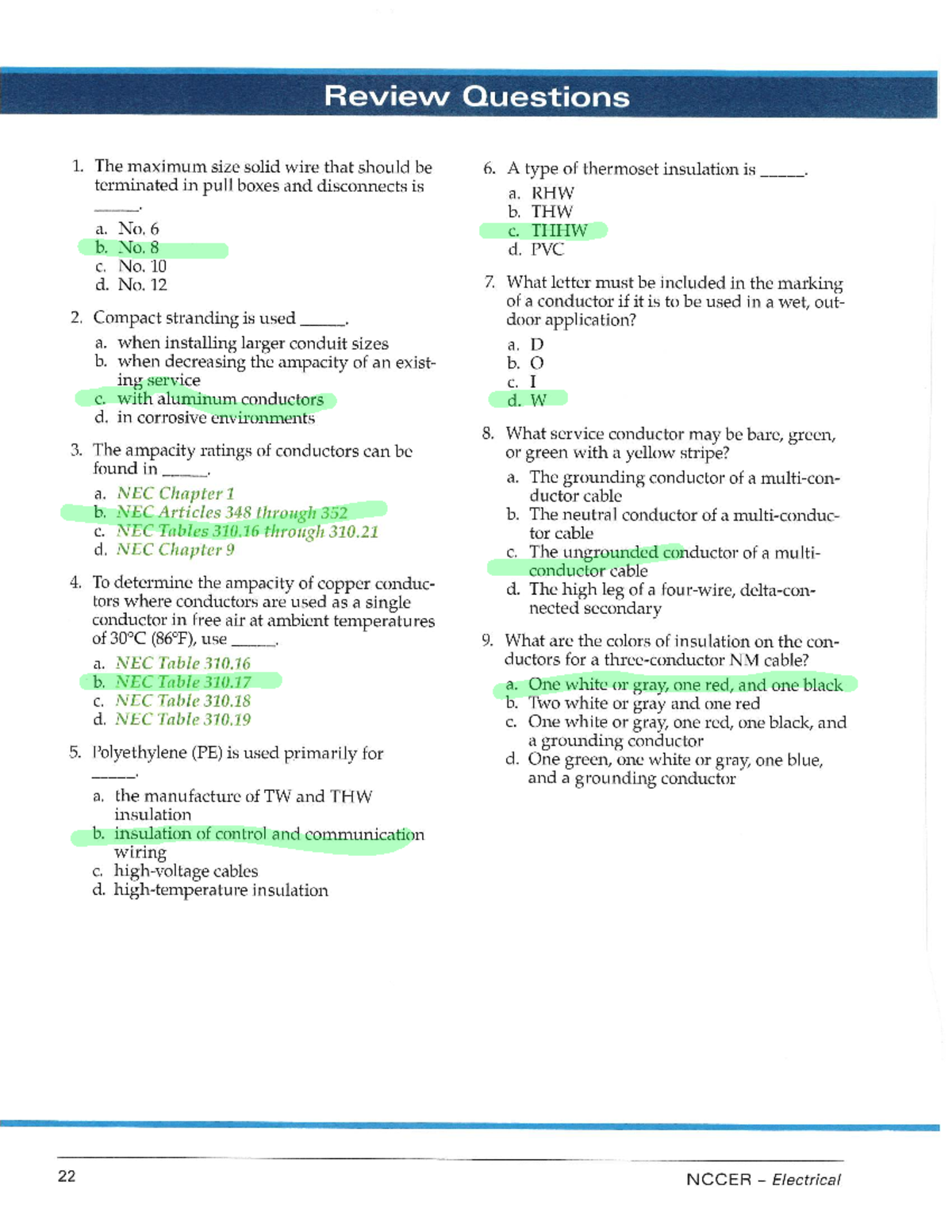 NCCER Electrical Mod 9 Review Questions and Answers - Studocu
