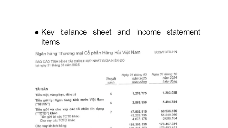 Key Balance Sheet & Income Statement Analysis - MSB Bank - Studocu