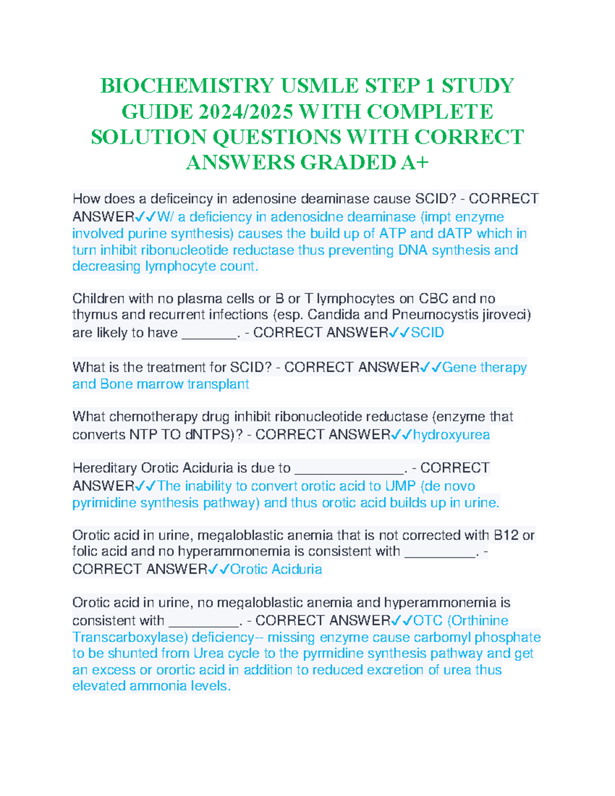 Biochemistry Usmle STEP 1 Study Guide 2024 - BIOCHEMISTRY USMLE STEP 1 ...