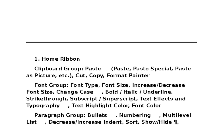 Word Ribbon Overview: Features & Functions Guide (HBBVBBBH) - Studocu