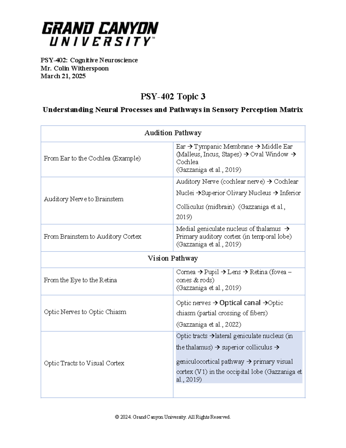 PSY402 - T3 Understanding Neural Processes in Sensory Perception - Studocu