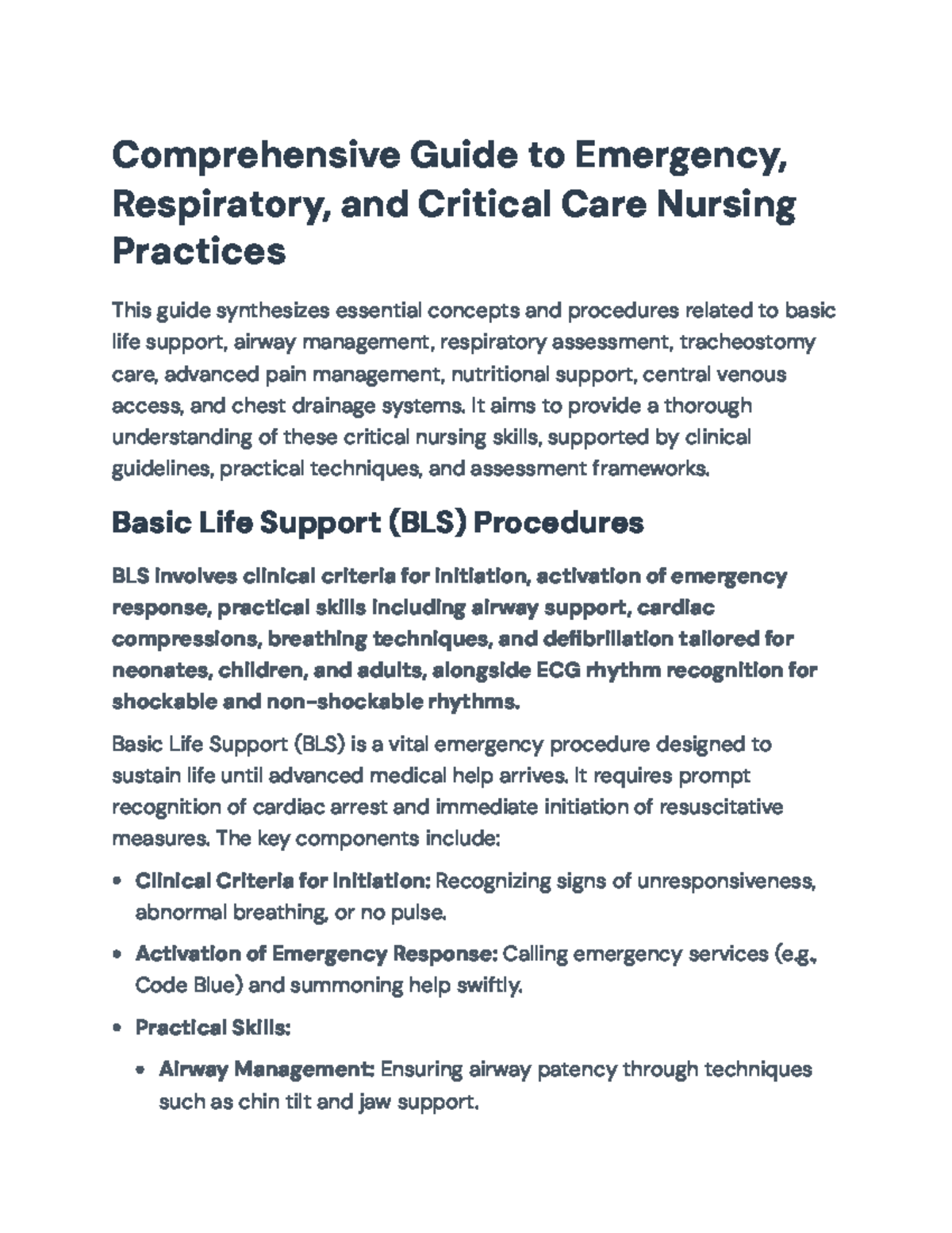 Comprehensive Guide to Emergency Nursing: BLS, Airway Management & Care ...
