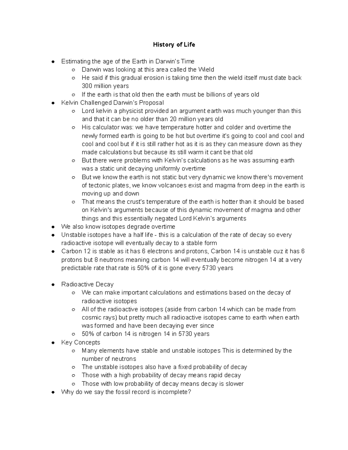 BIOB51 Lecture Notes: Estimating Earth's Age and Life Evolution - Studocu