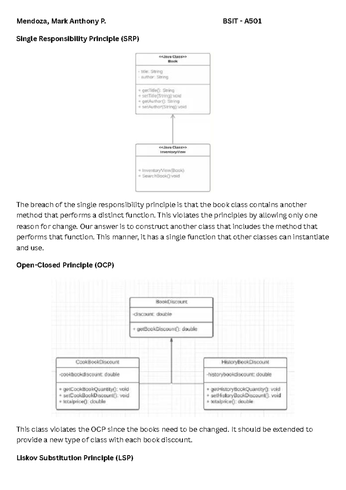 BSIT A501 Final Exam: Understanding SOLID Principles in OOP - Studocu