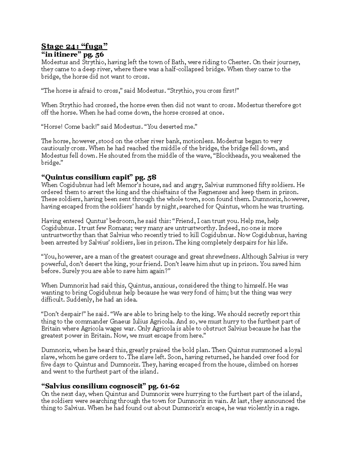 Cambridge Latin Course Stage 24 Translation Notes and Summary - Studocu