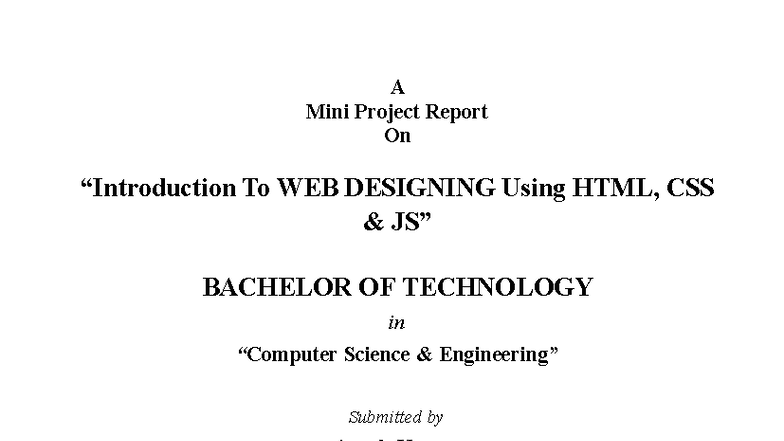 Mini Project Report: Student Login & Dashboard System (B.Tech CSE ...