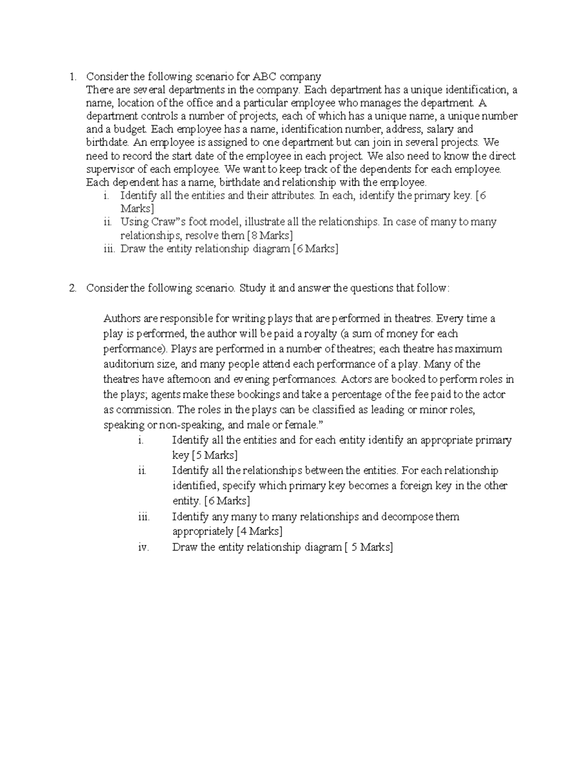 ERD Assignment - DATABASE DESIGN & MANAGEMENT (DBM 101) - Studocu