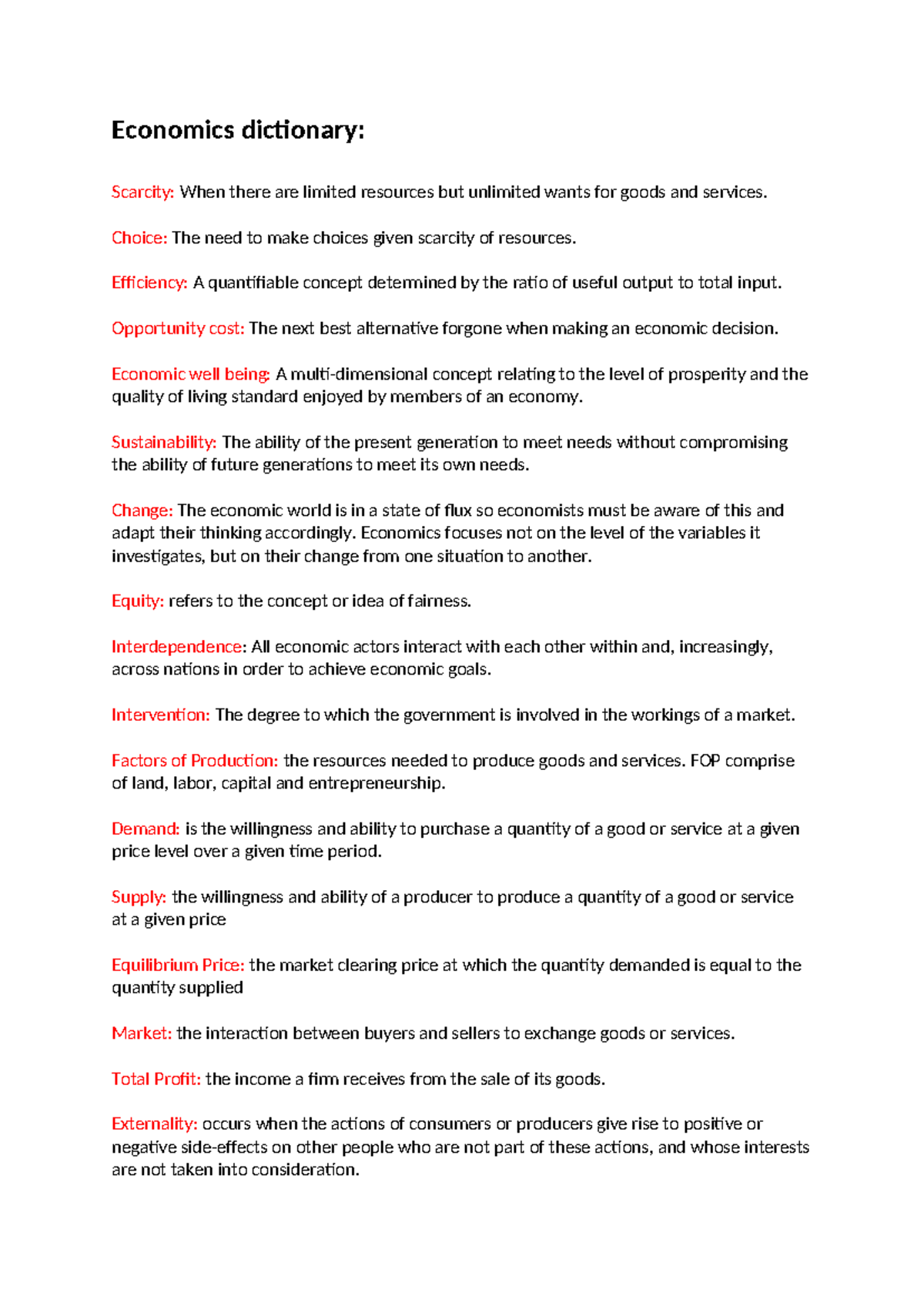 Economics dictionary - Economics dictionary: Scarcity: When there are ...