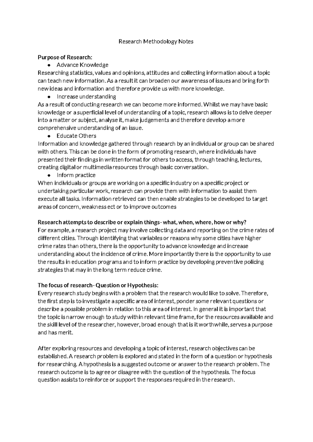 Research Methodology Notes: Understanding Research Purpose and Methods ...