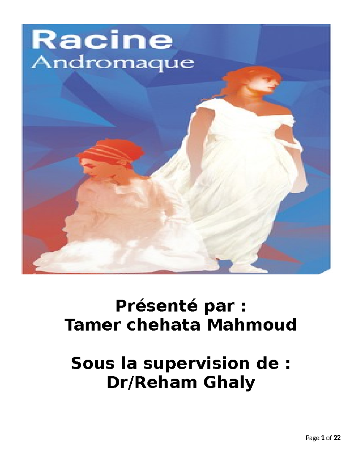 Andromaque (FR 101) : Analyse de la Tragédie de Racine - Studocu