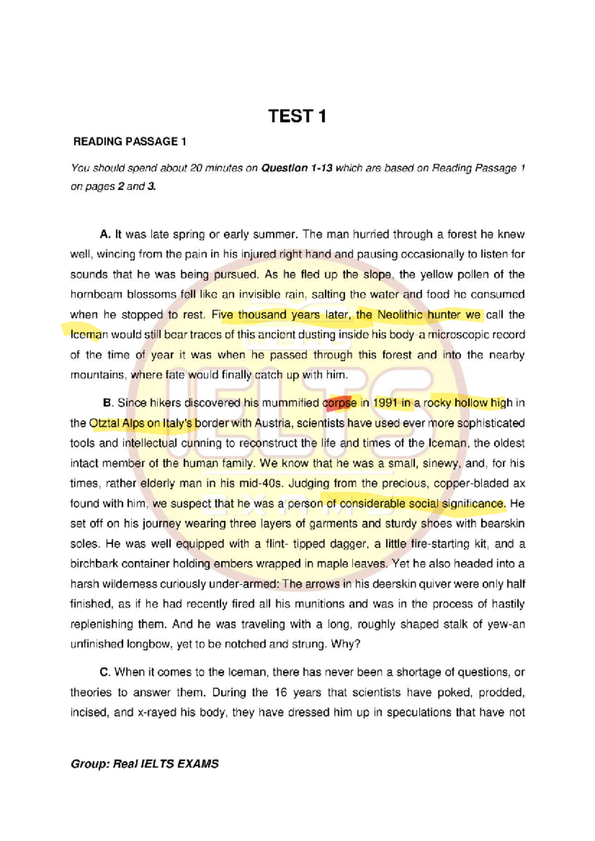 TEST 1 READING PASSAGE ANALYSIS AND QUESTIONS - Studocu