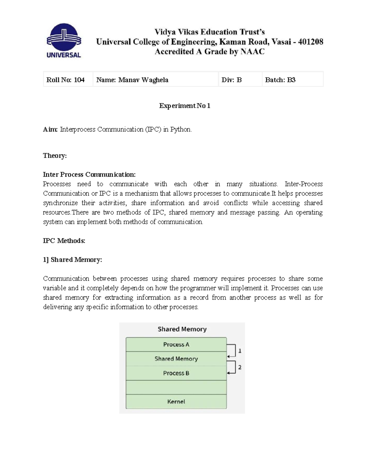 Distributed Computing EXP 1: Interprocess Communication in Python - Studocu
