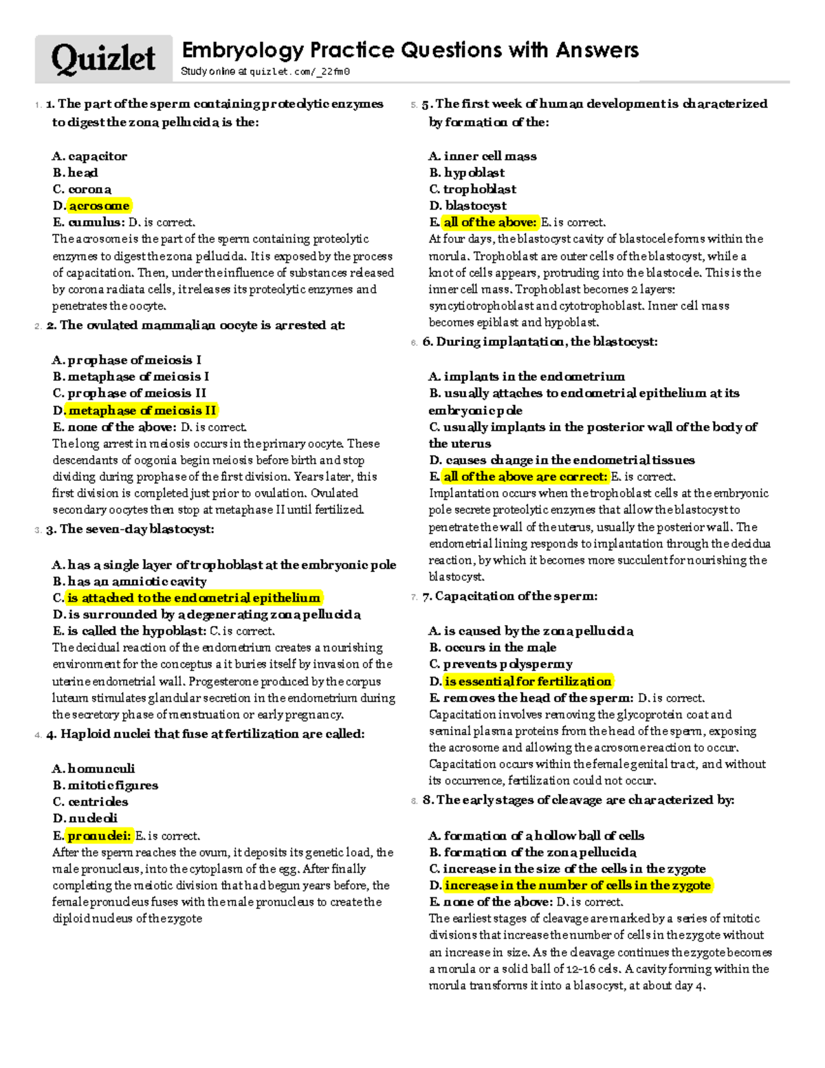 Embryology Questions And Answers Pdf Comparative Embryology Reading