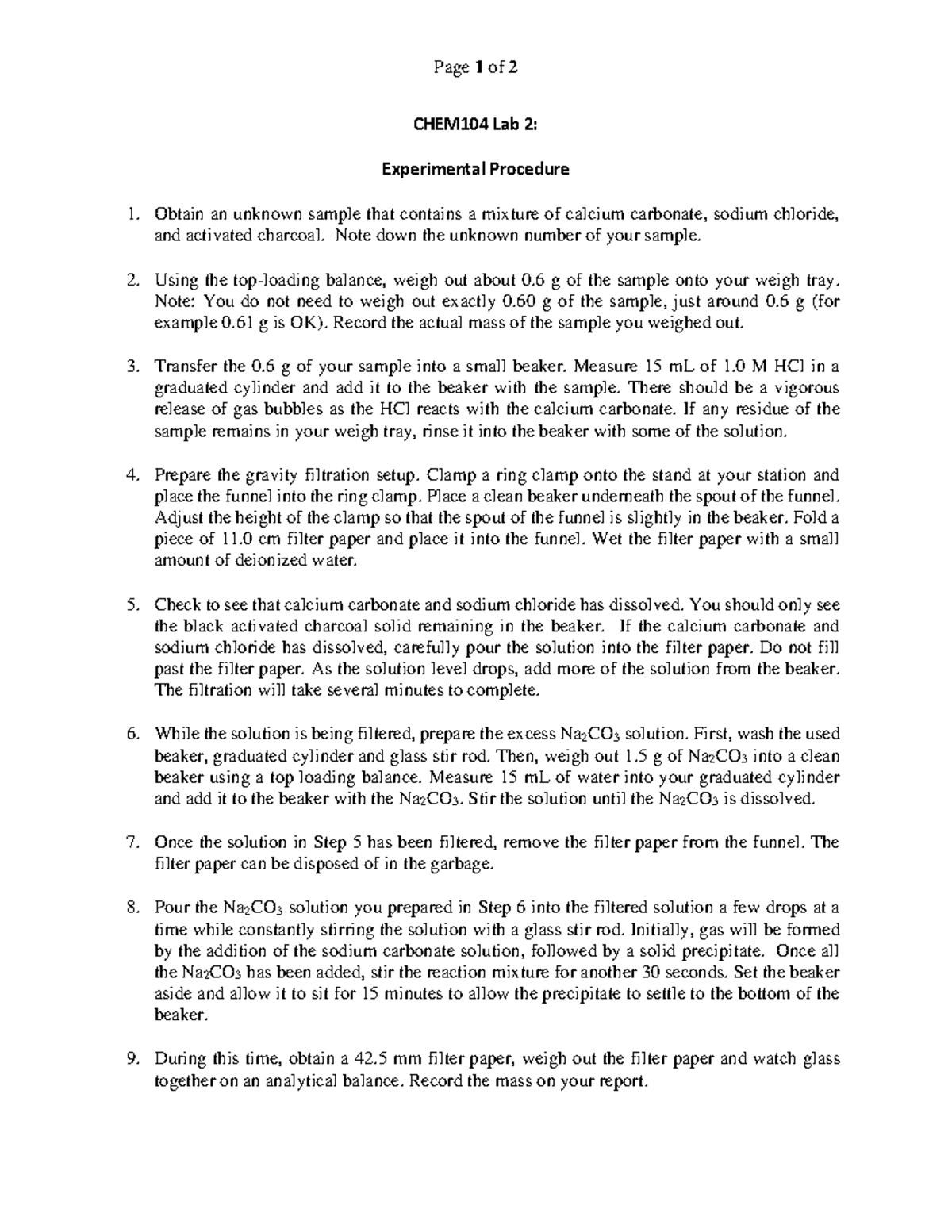 practical lab 2 procedure ...