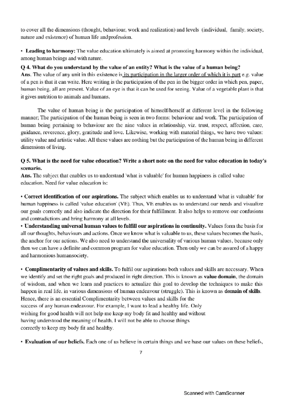 Uhvpe - Value Education: Key Concepts and Essential Questions - Studocu