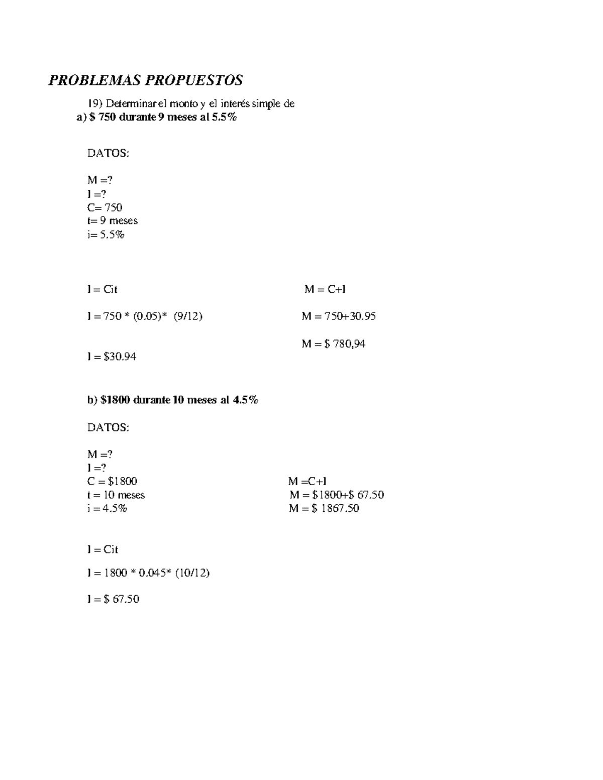 Capitulo 4 Apuntes Interes Simple Warning Tt Undefined Function 32 Problemas Propuestos