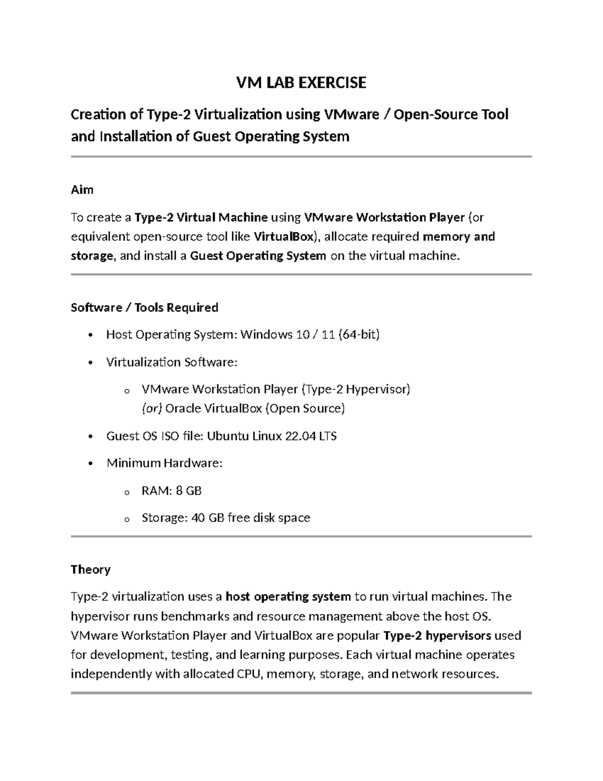 VM LAB Exercise 1: Creating Virtual Machines with VMware Tools - Studocu