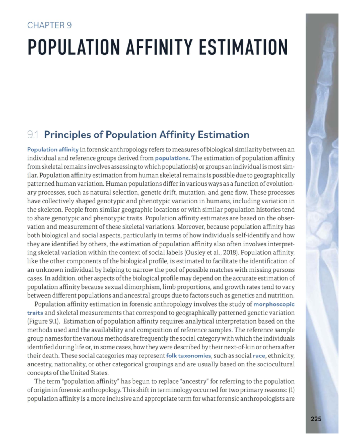 CHAPTER 9: POPULATION AFFINITY ESTIMATION IN FORENSIC ANTHROPOLOGY ...