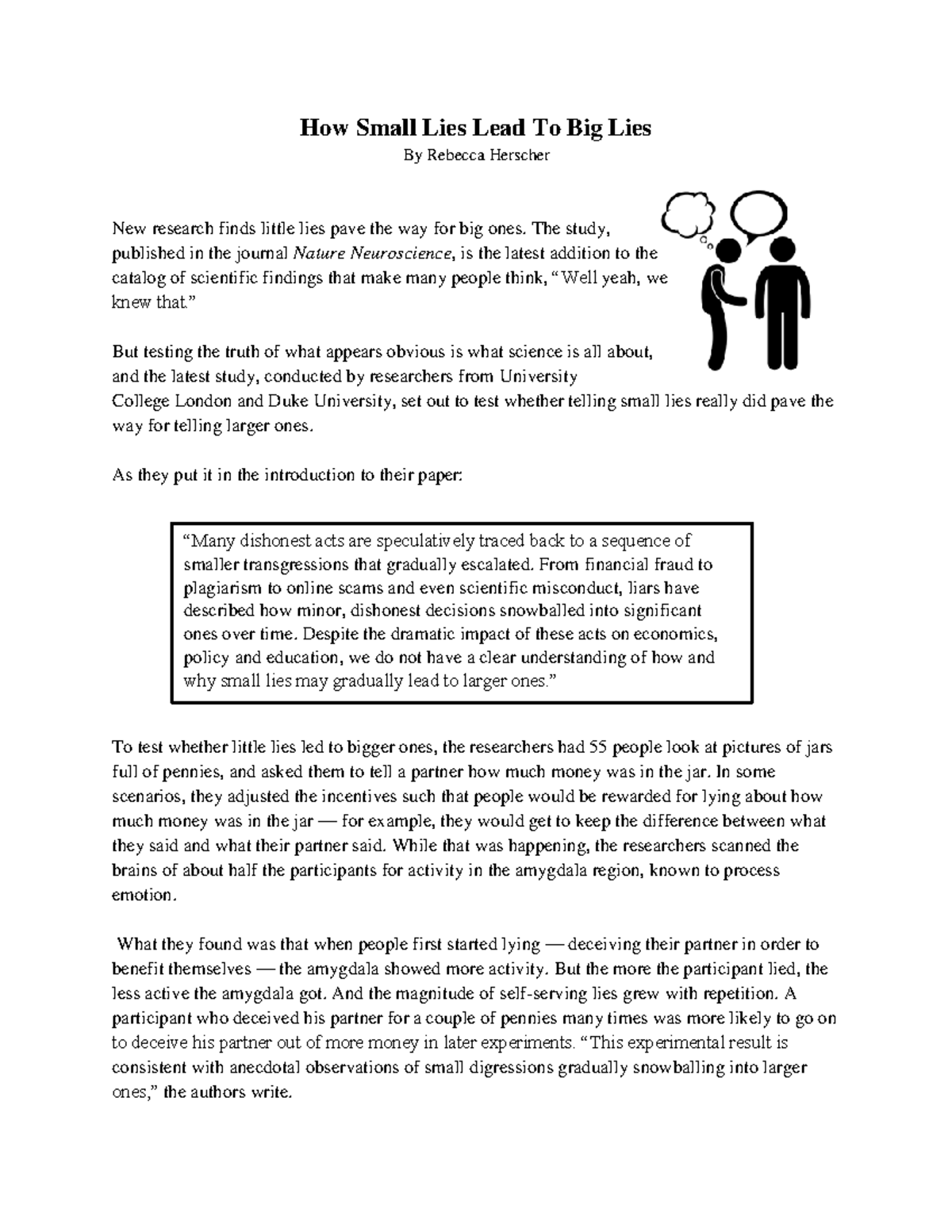 A+Study+In+Lying - research - How Small Lies Lead To Big Lies By ...