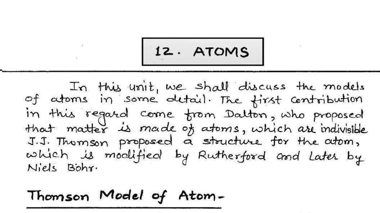 Atoms Notes Class 12: Models and Theories of Atomic Structure - Studocu