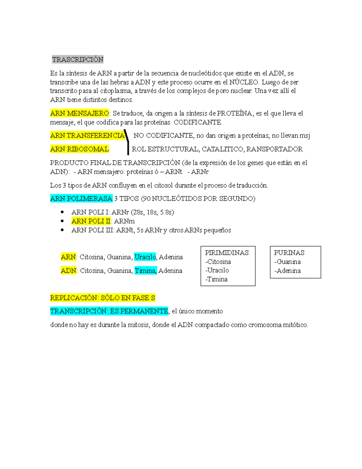 Transcripción de ADN: Definición, Proceso y Regulación Genética - Studocu