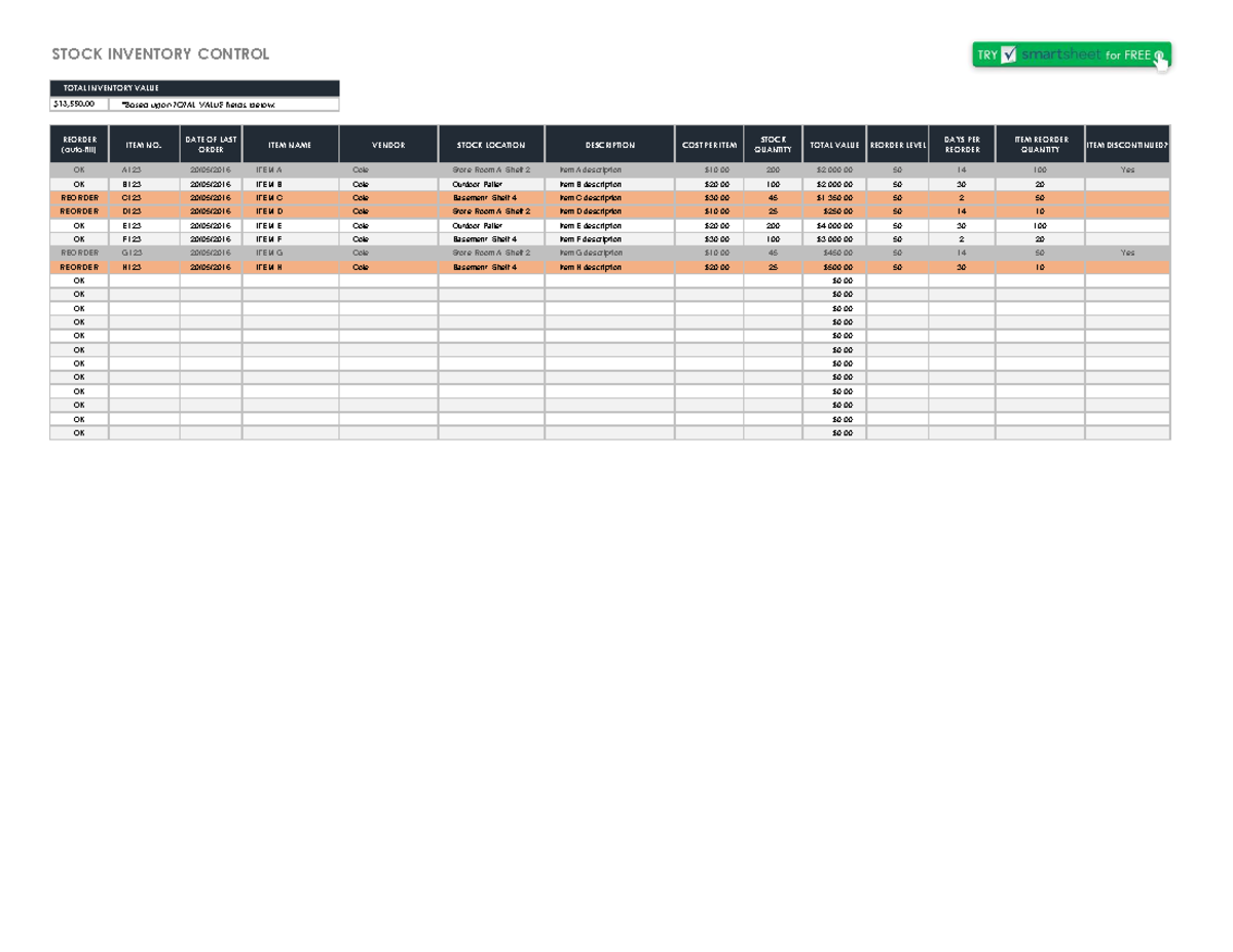 IC 8566 Stock Inventory Control: Total Value & Reorder Levels - Studocu