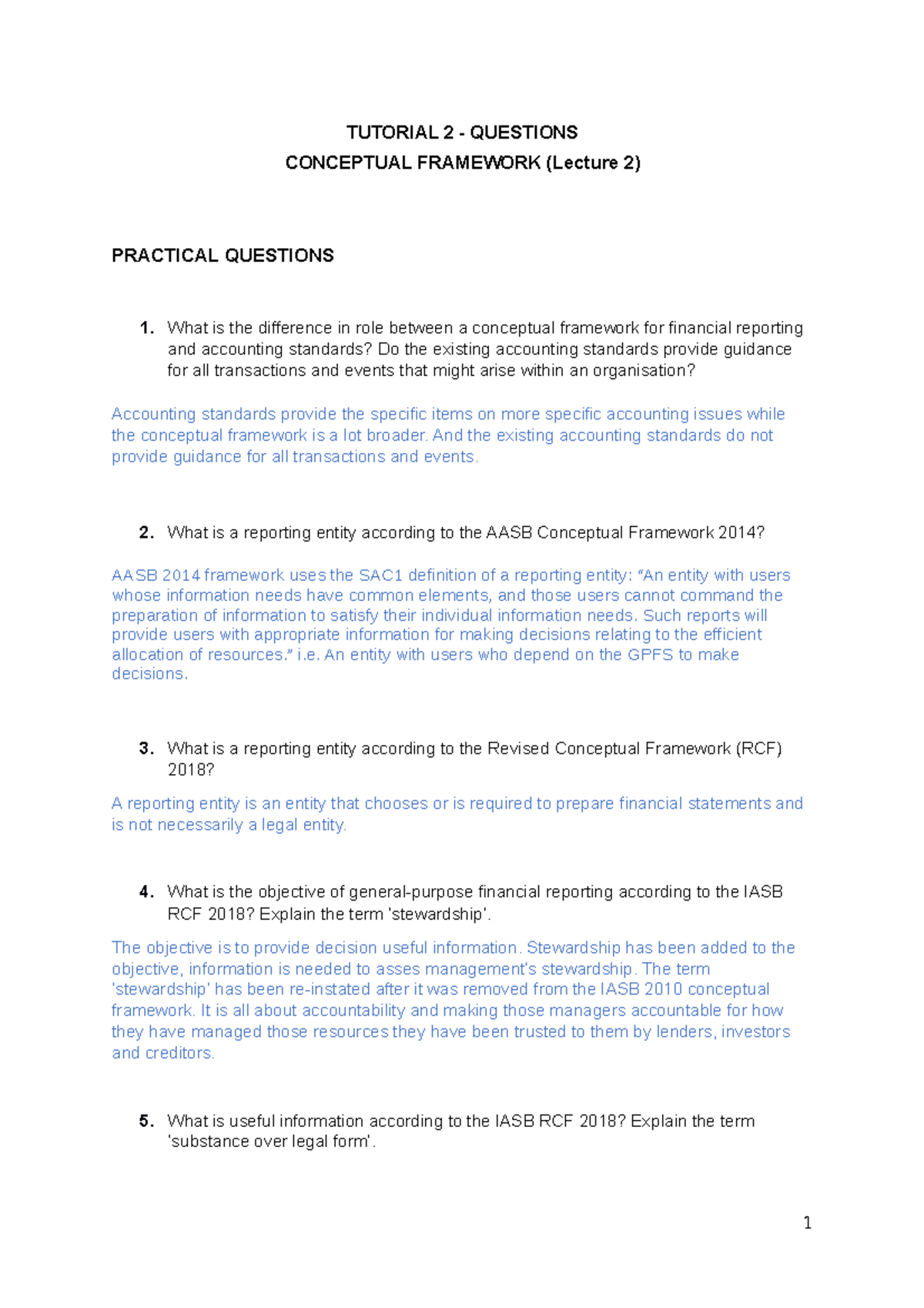 management accounting tutorial questions week 2 - TUTORIAL 2 ...