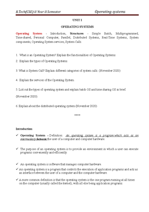 AOS Unit 1 - Best notes - Operating Systems - Studocu