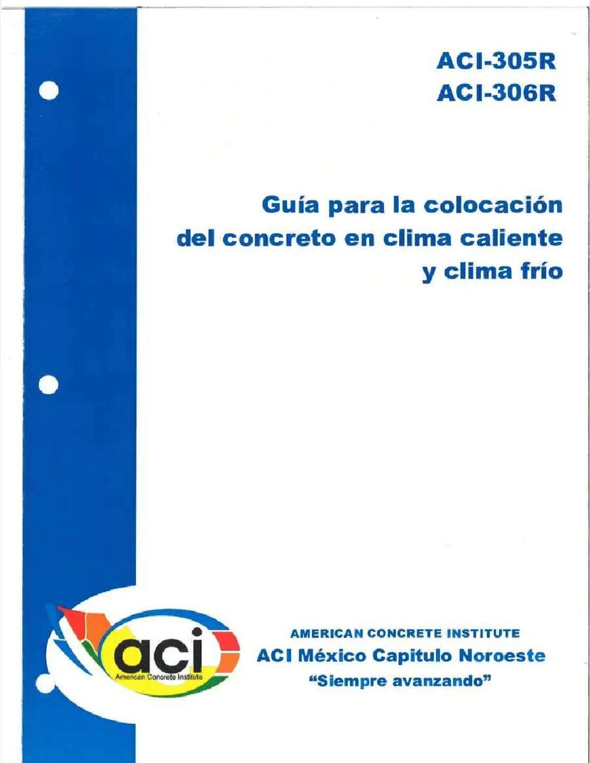 Guía ACI 305R-10: Colocación de Concreto en Clima Caliente y Frío - Studocu