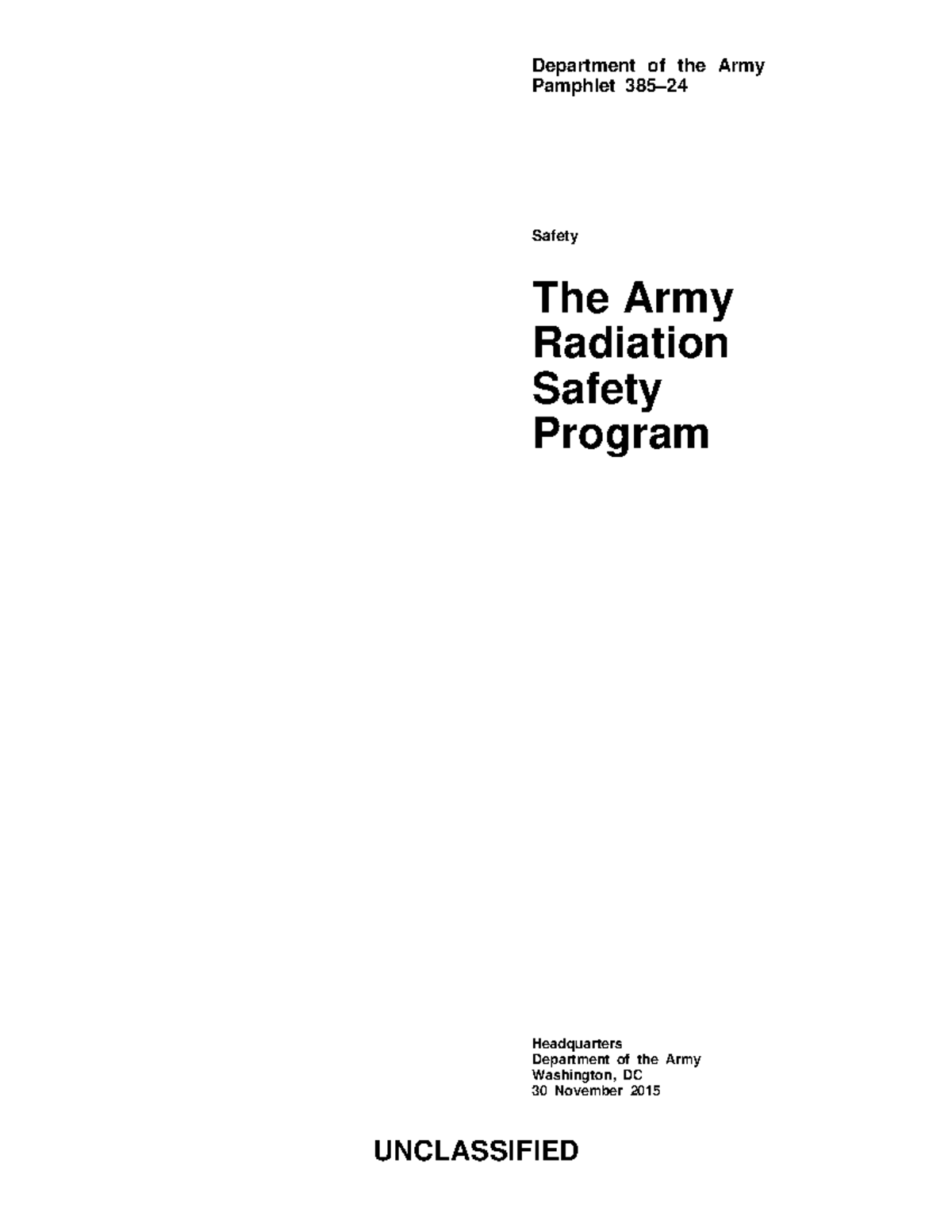 DA PAM 385-24: Overview and Procedures for the Army Radiation Safety ...
