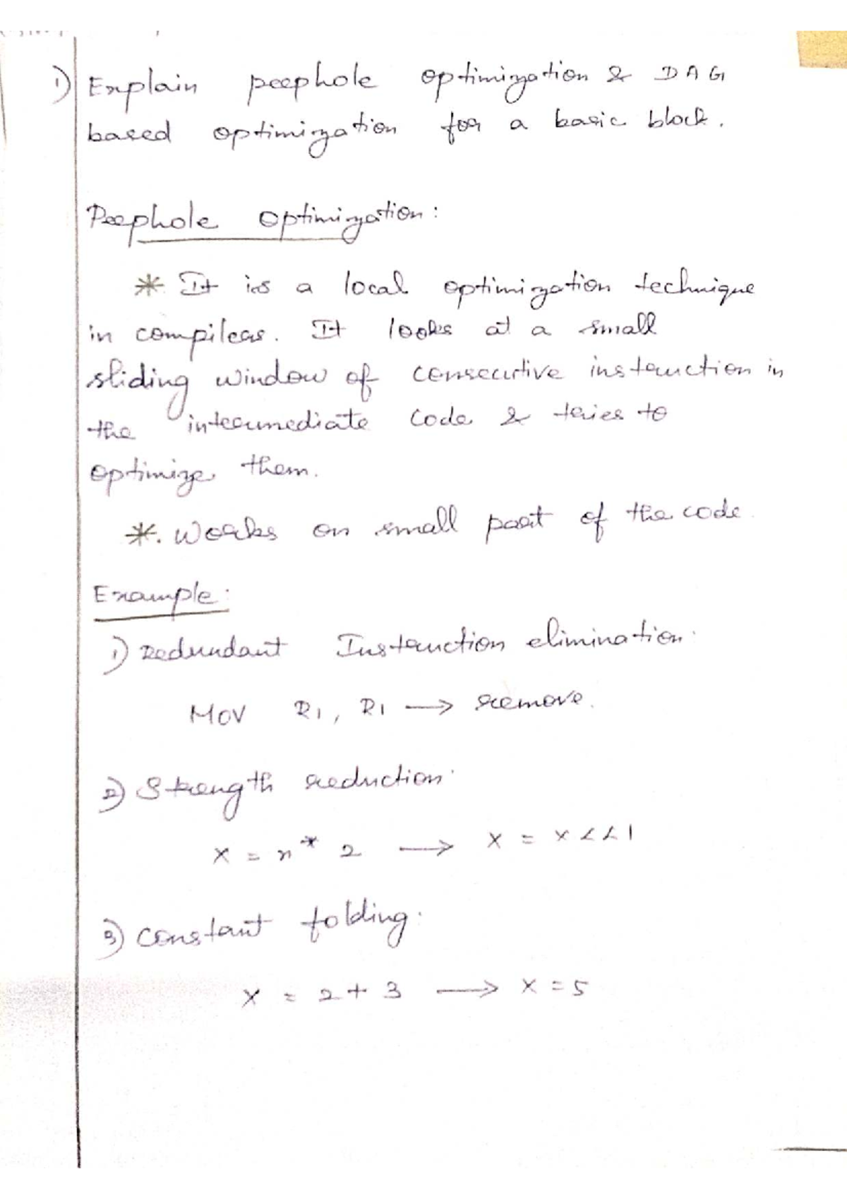 CD Assignment 3: Peephole & DAG Optimization in Compiler Design - Studocu