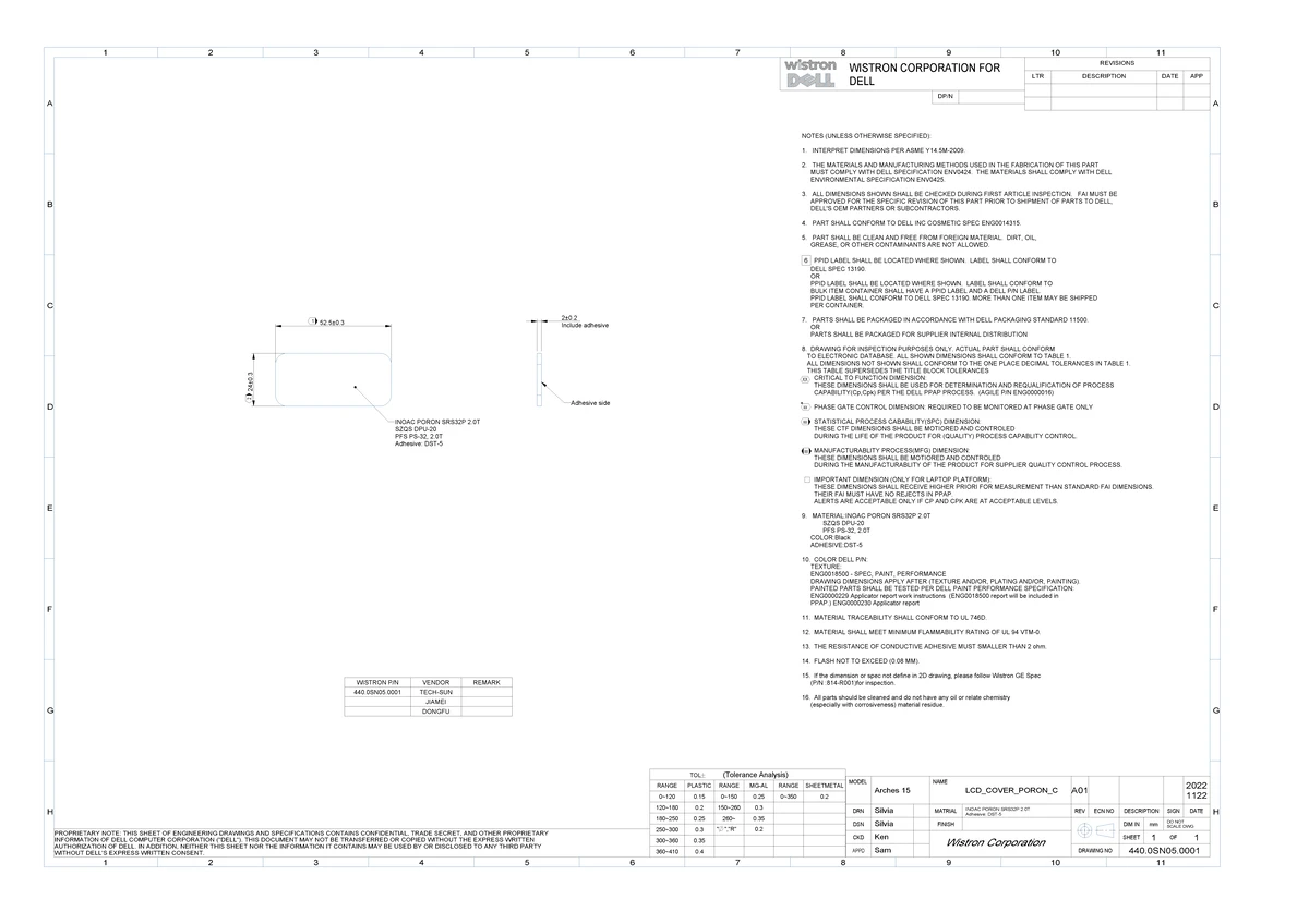WISTRON CORPORATION DELL PART INSPECTION SPECIFICATIONS 440 - Studocu