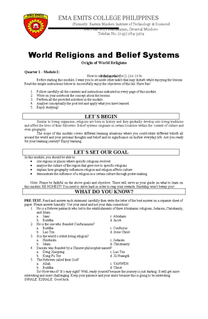 Intro-to-World-Religions and Belief Systems-Q2-3 - 12 12 Introduction ...