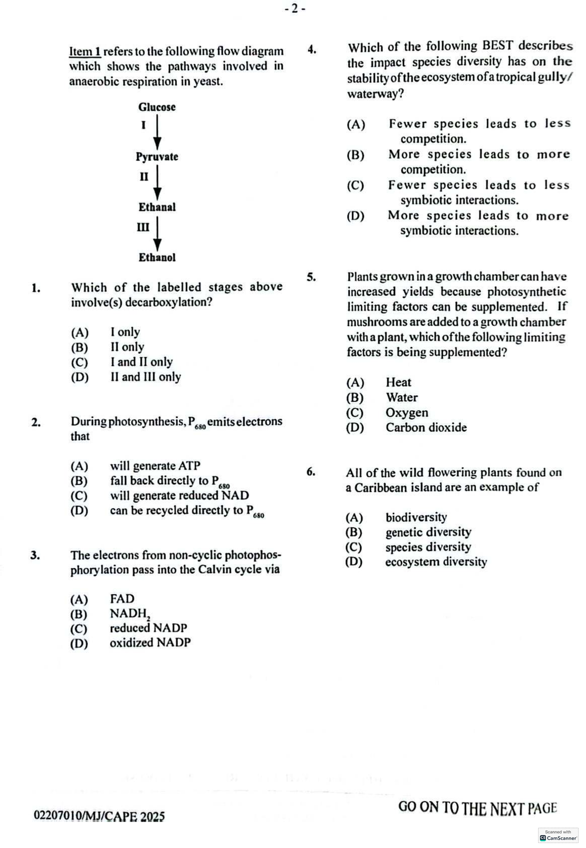 CAPE 2025 Biology Unit 2 Paper 1 - Ecosystem Stability & Biodiversity ...