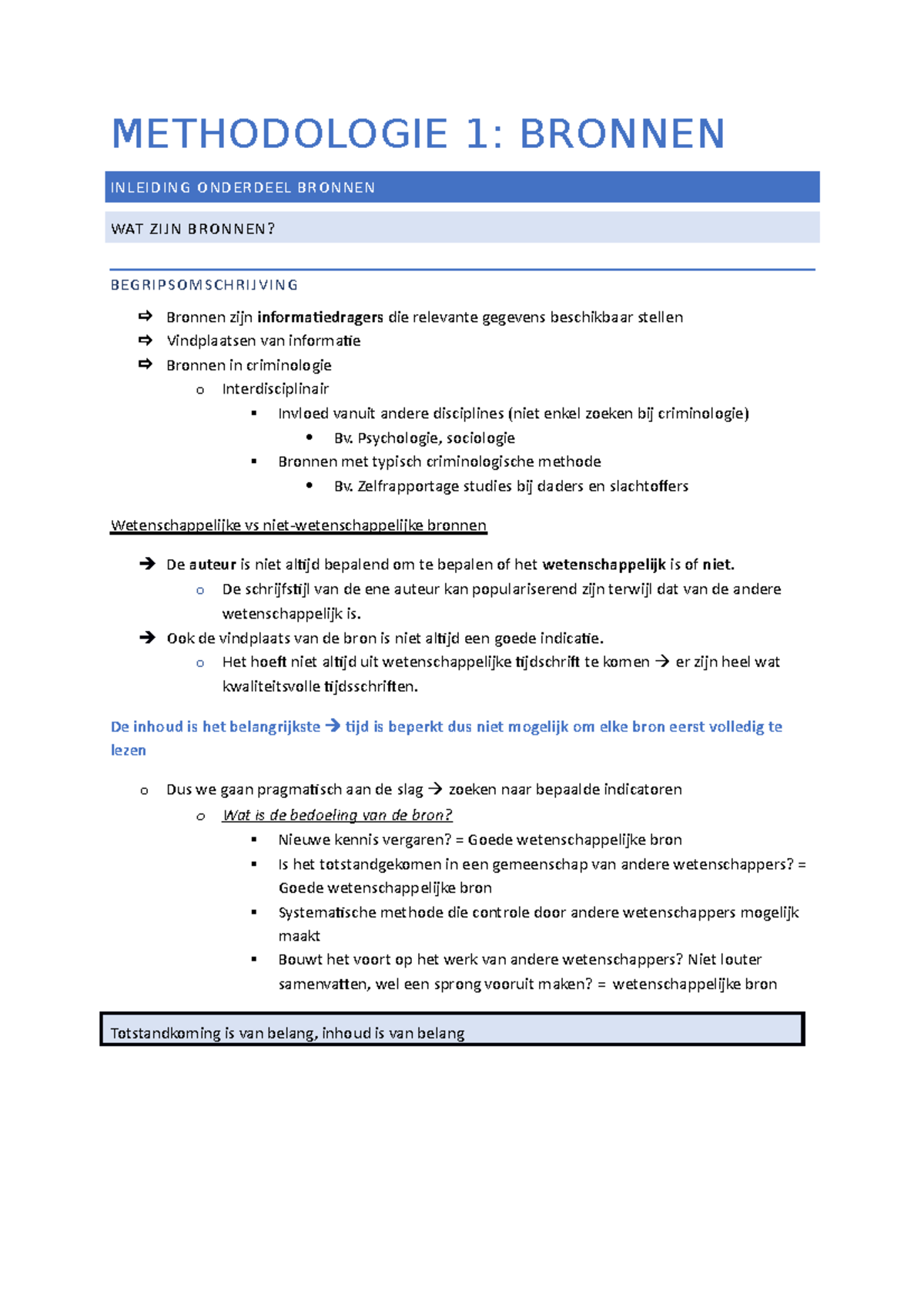 Methodologie 1 - bronnen - METHODOLOGIE 1: BRONNEN INLEIDING ONDERDEEL ...