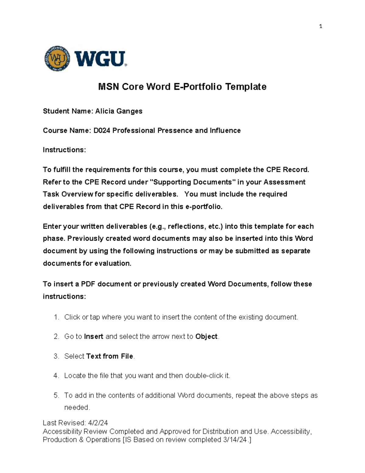 D024 E-Portfolio: Professional Presence & Influence Reflections - Studocu