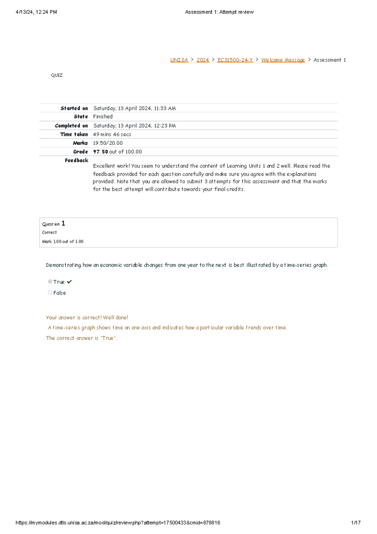 ECS1500-24-Y Assessment 1 Review - 2nd Attempt Analysis - Studocu