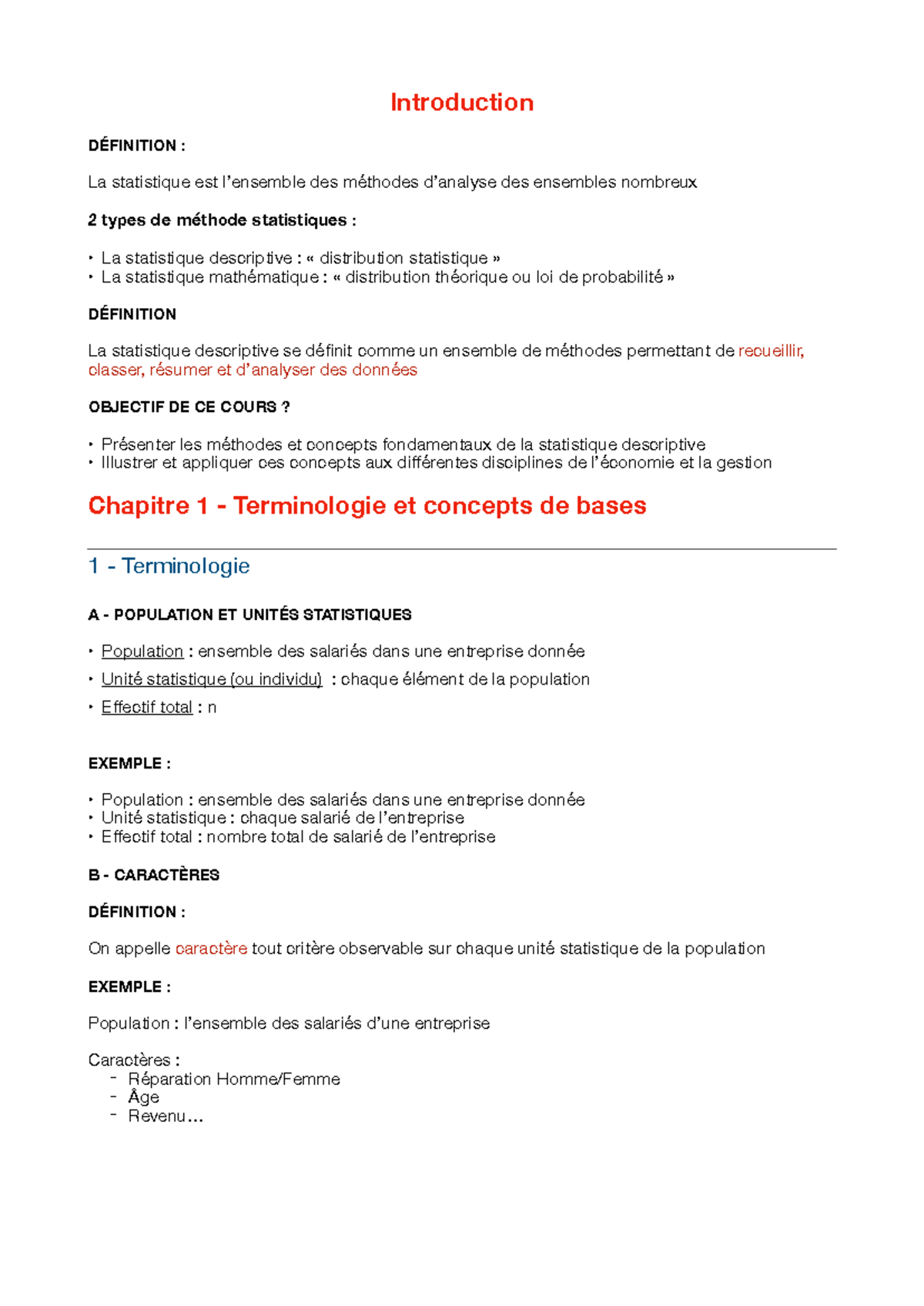 Méthode statistique chapitre 1 - Introduction DÉFINITION : La ...