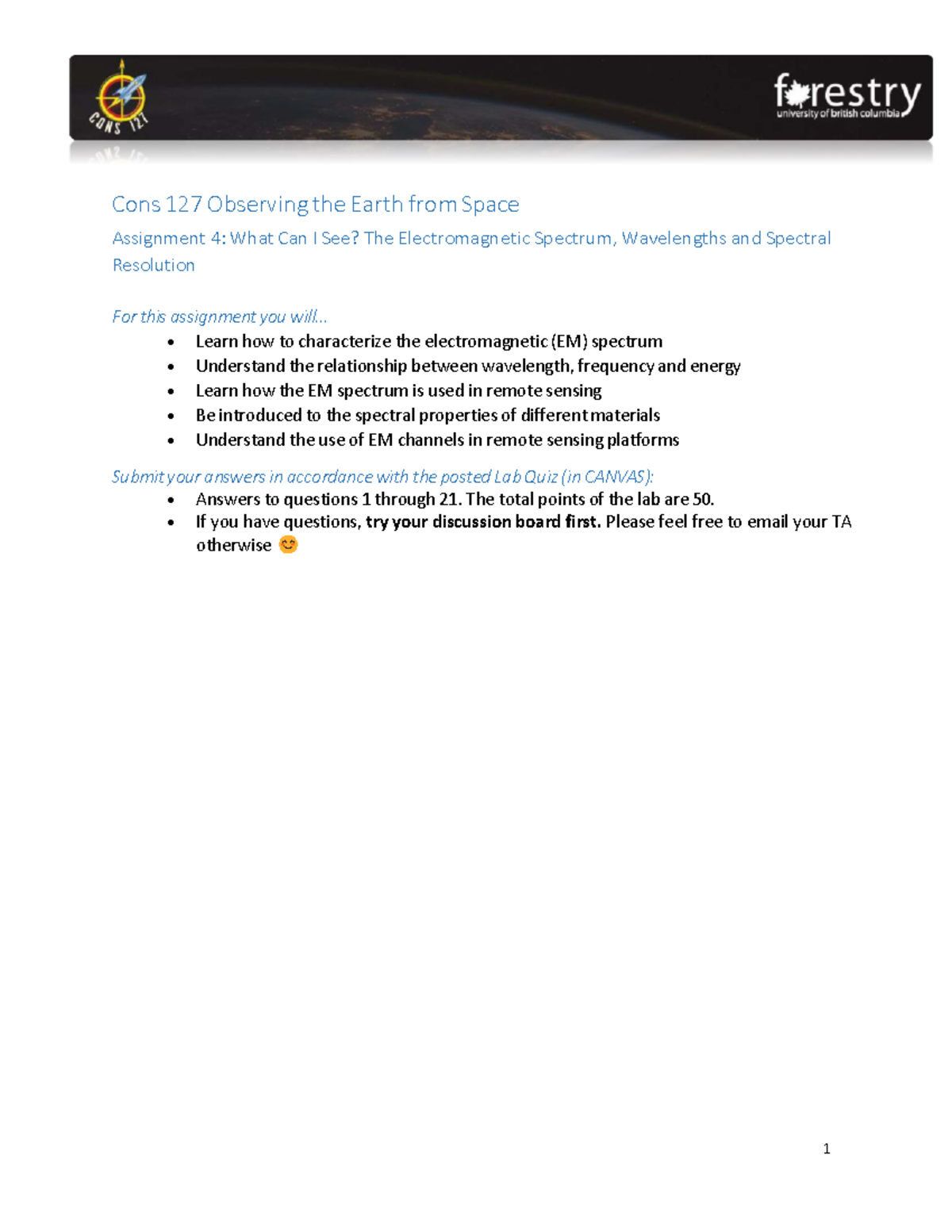 CONS 127 A4: Exploring the Electromagnetic Spectrum in Remote Sensing ...