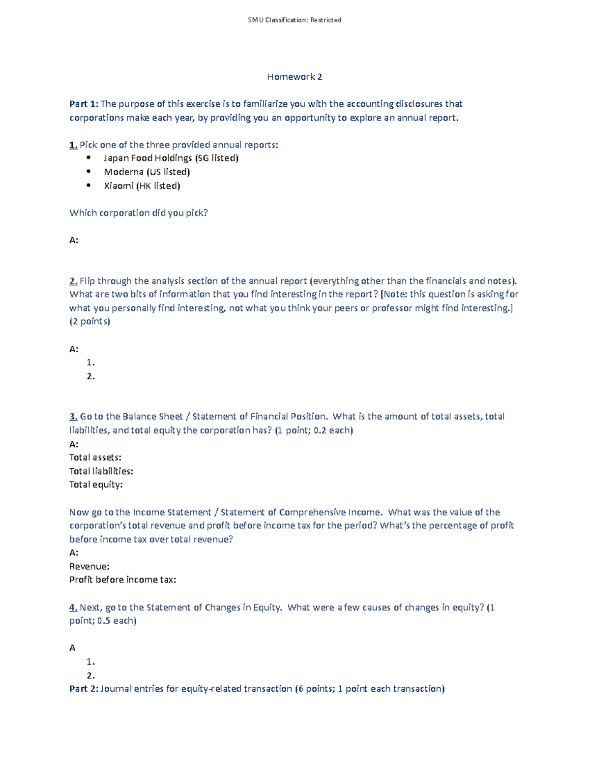 Homework 2 - Financial Accounting Exercise and Journal Entries - Studocu