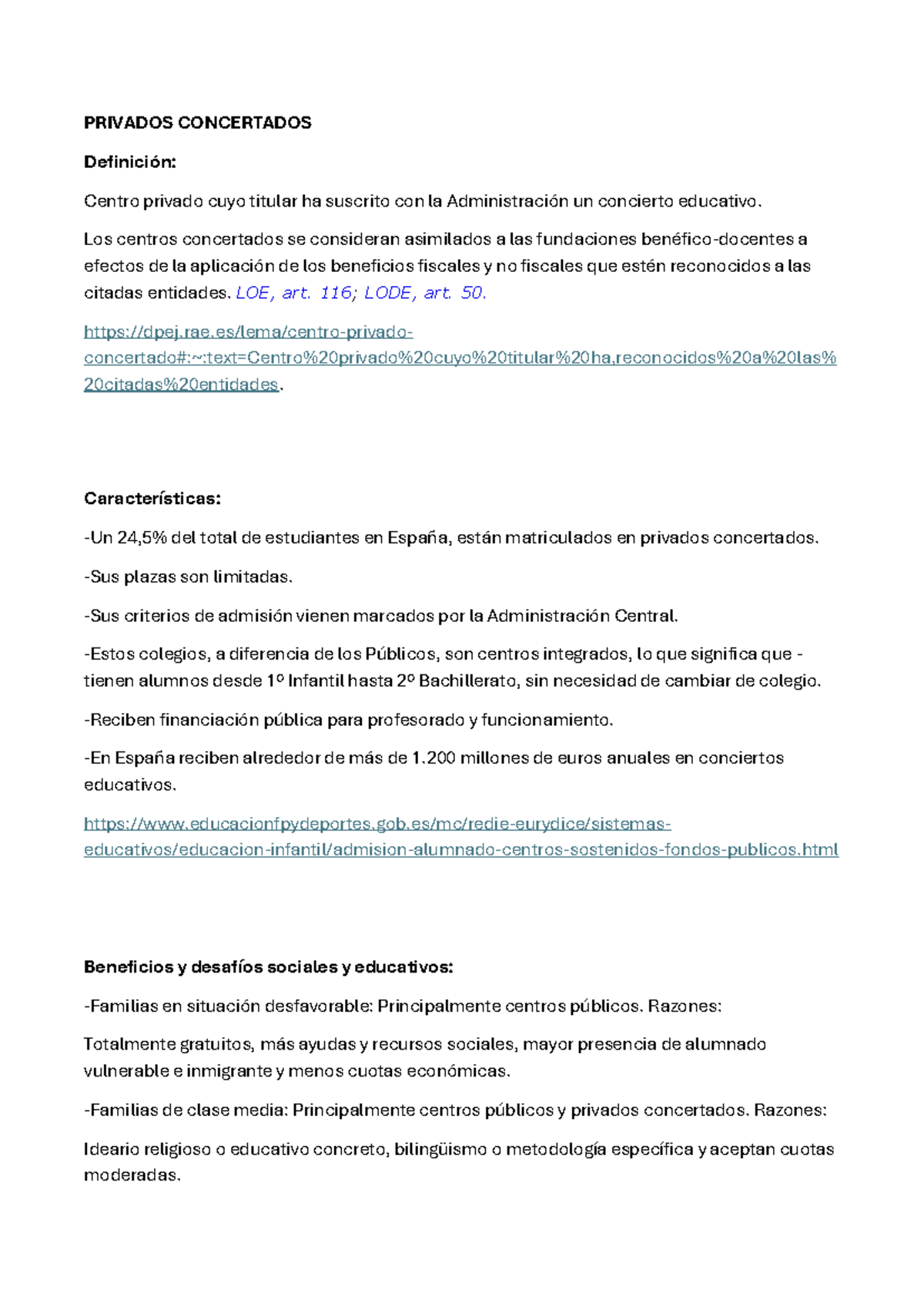 Centros Privados Concertados: Definición y Características - Studocu