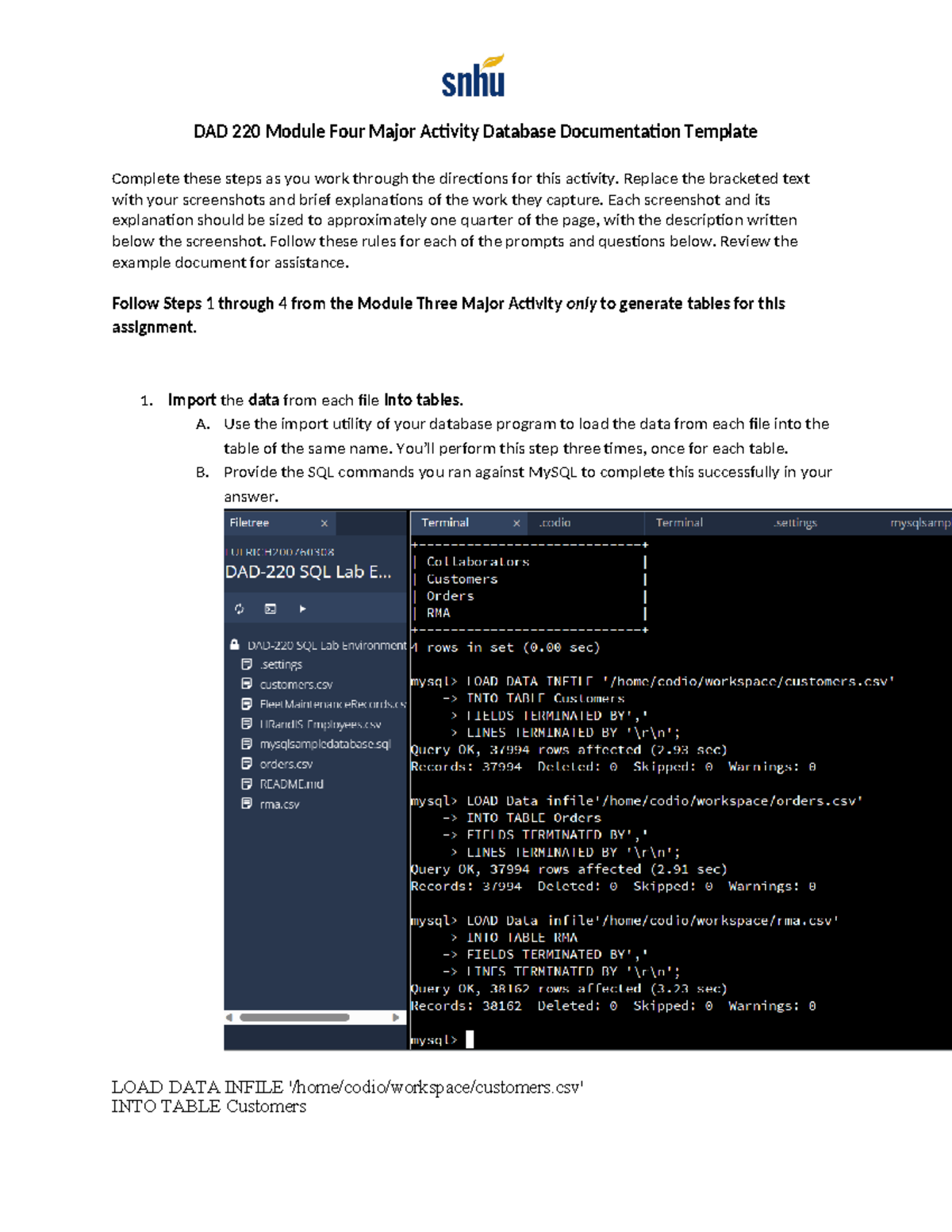 DAD 220 Module Four Major Activity: Database Documentation Guide - Studocu