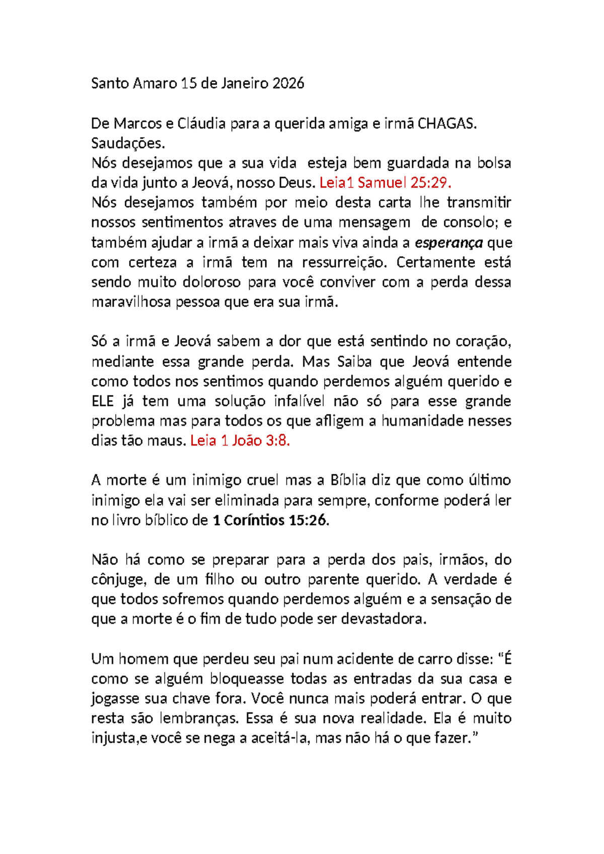 Carta de Conforto para Enlutados - ddddddddd - Studocu